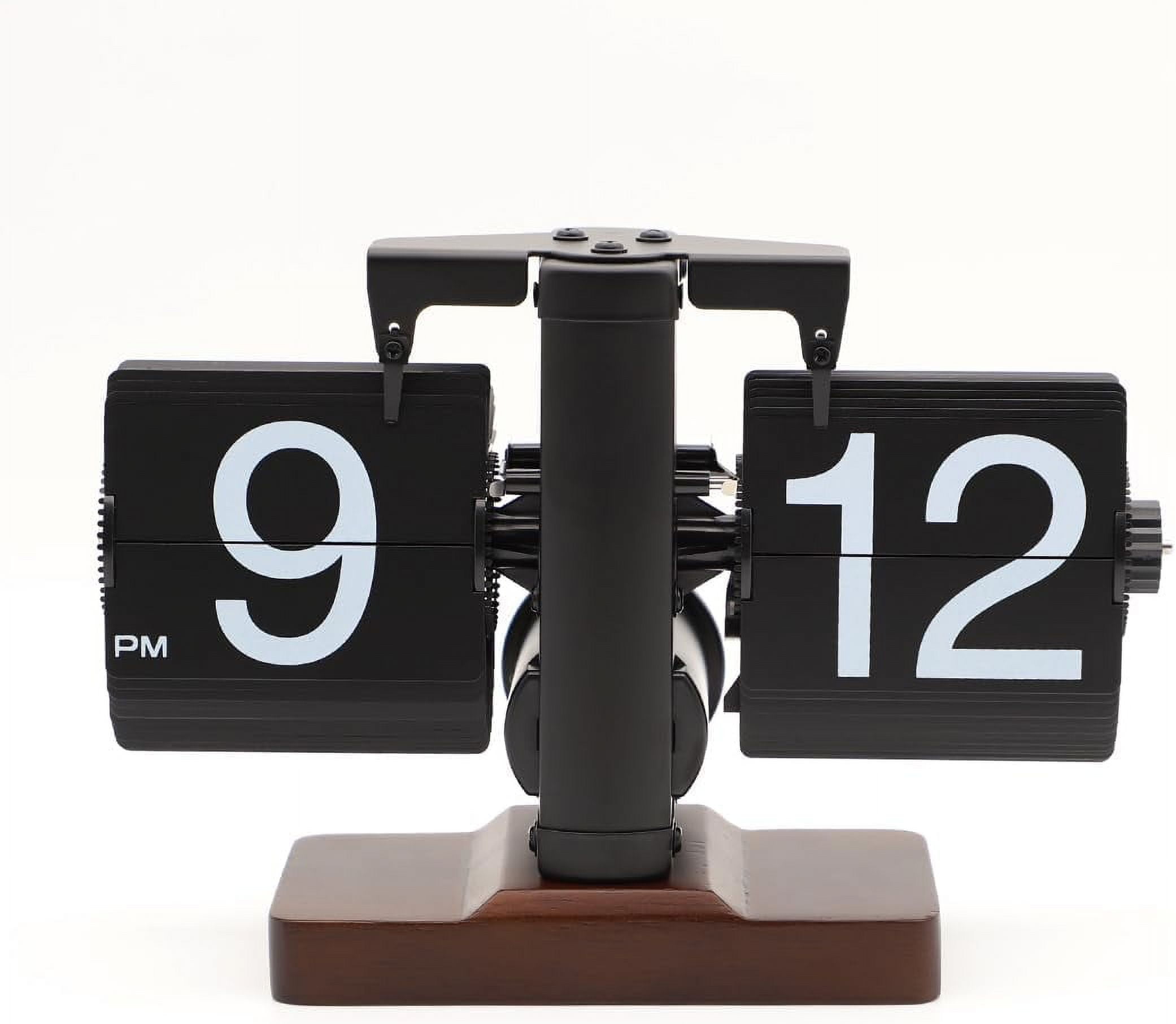 Walnut Wood Base Flip Down Clock,Retro Digital Flip Desk Clock,Vintage ...