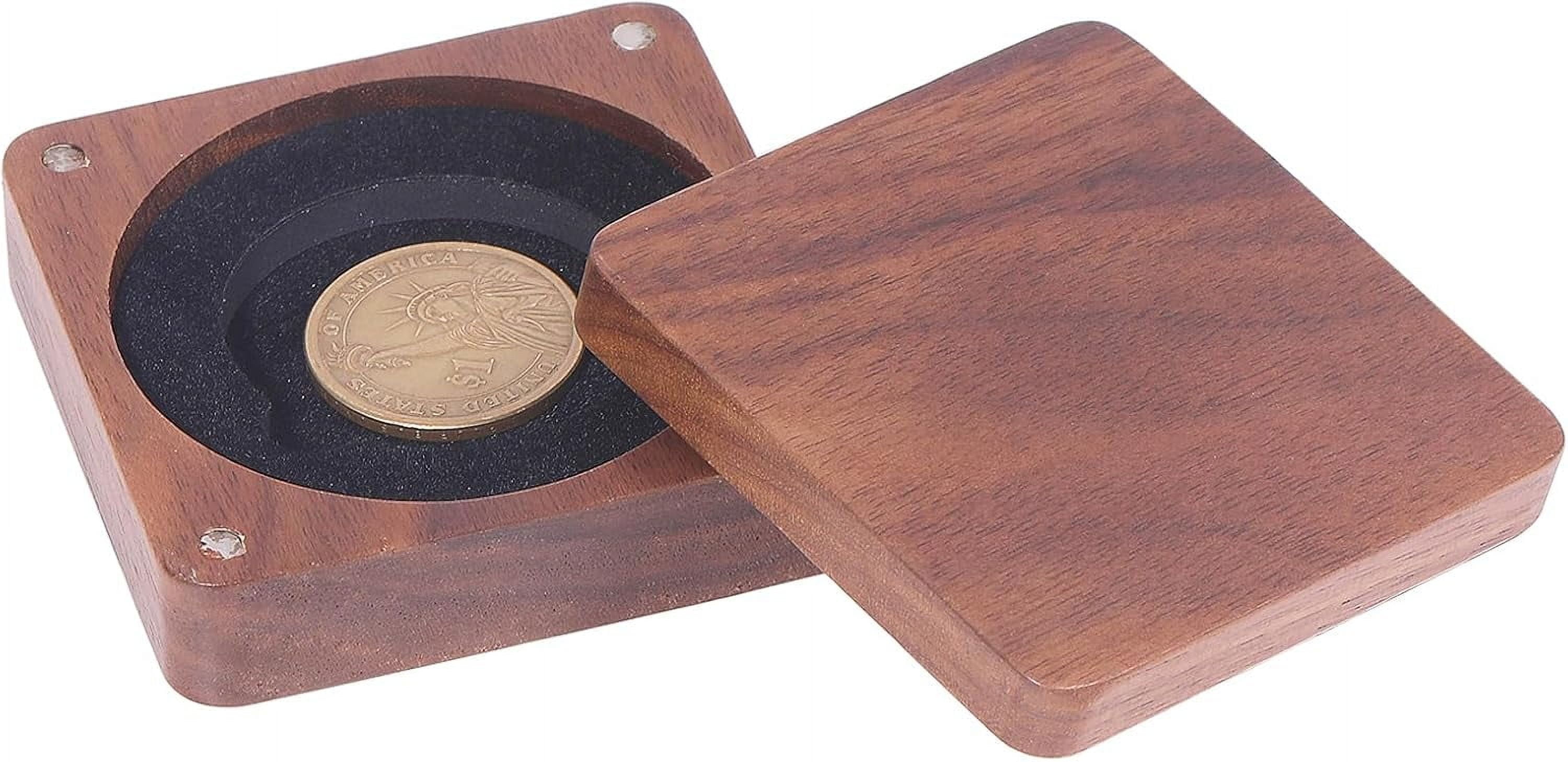 Walnut Wood Challenge Badge Display Box Single Badge Display Case ...