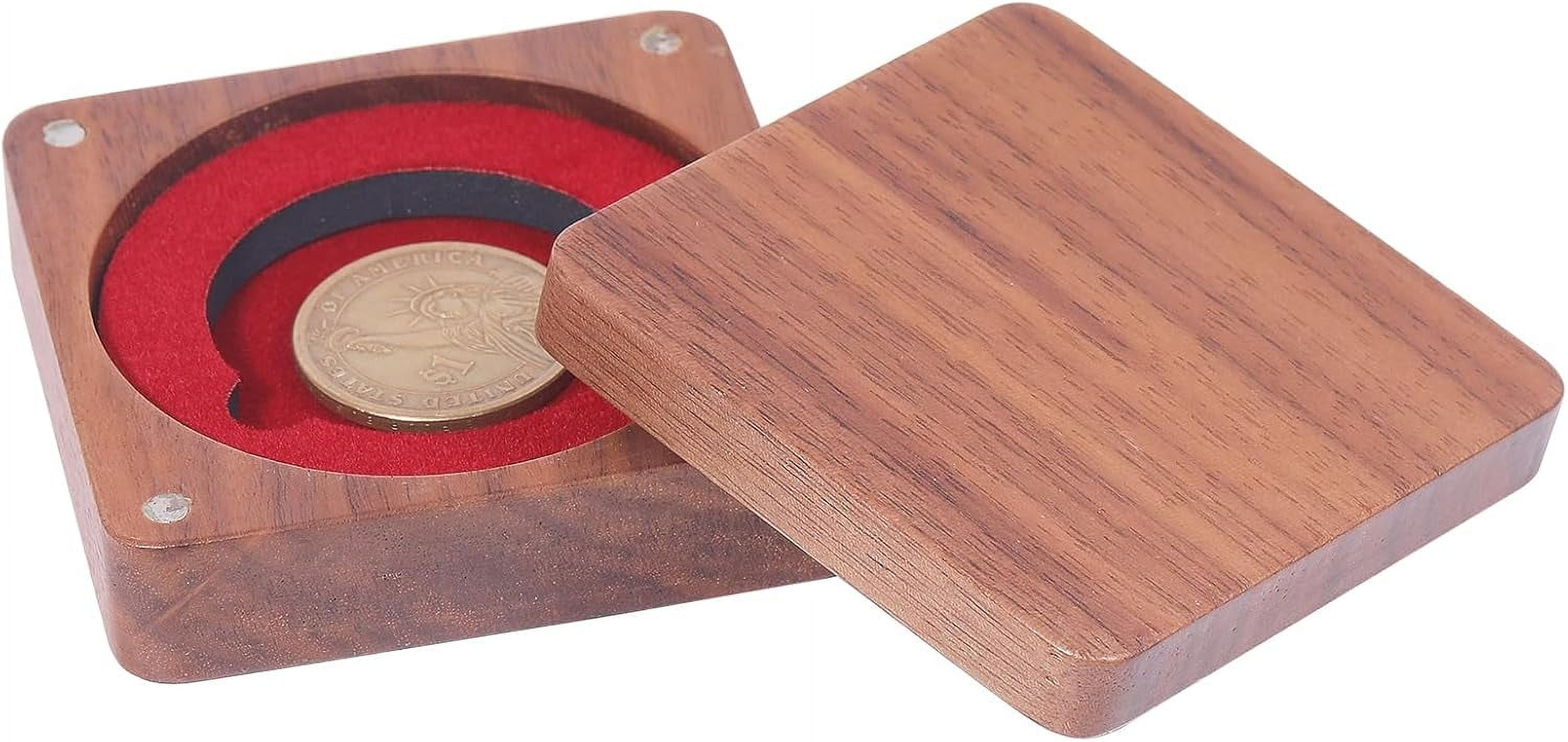 Walnut Wood Challenge Badge Display Box Single Badge Display Case ...