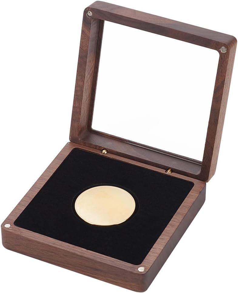 Walnut Wood Challenge Coin Presentation Display Gift Box 4inch Square ...