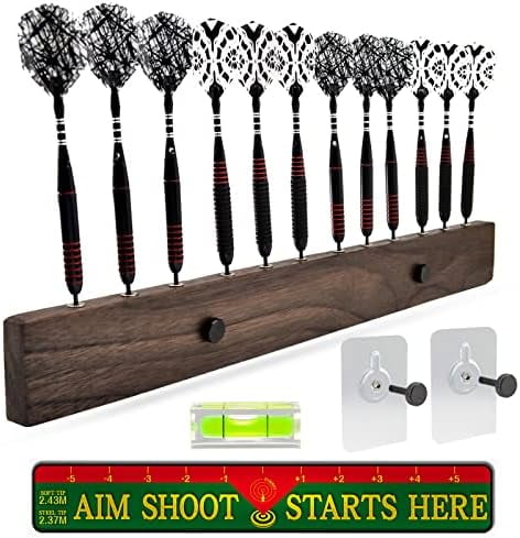 Walnut Wood Dart Holder Wall Mount Displays 4 Sets For A Total Of 12 ...