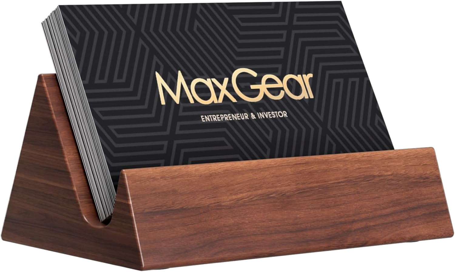 Walnut Wood Desk Business Card Holder, Elegant Wooden Display Stand for ...