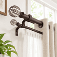 Walnut Wood Double Curtain Rod Set, 36