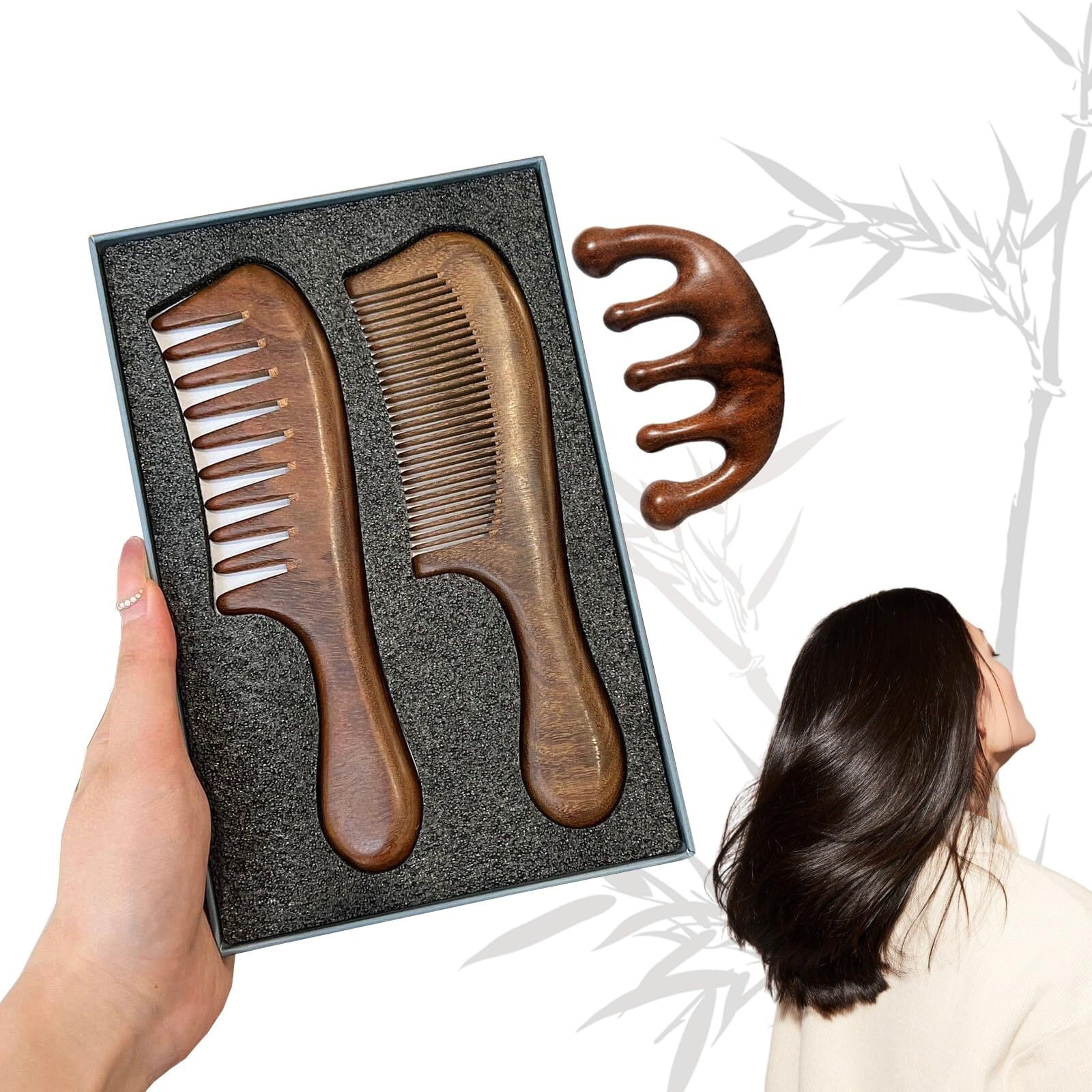 Walnut Wood Hair Comb, Walnut Wood Comb, Walnut Wide Tooth Curly Hair ...