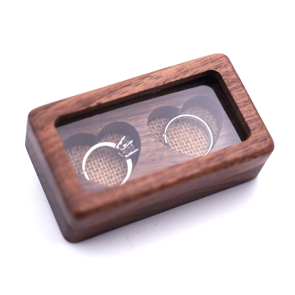 Walnut Wood Jewelry Box Poposal Portable Ring Holder Rustic Wedding ...