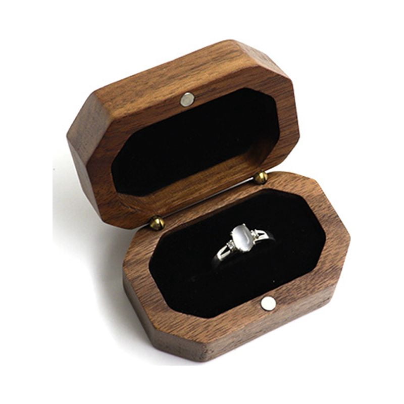 Walnut Wood Jewelry Box Ring Storage Ring Holder Rustic Wedding Ring ...