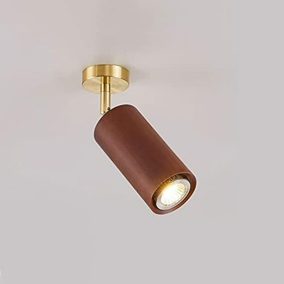 Walnut Wood LED Ceiling Spotlights - Fixed Track Lighting Wall/Ceiling ...