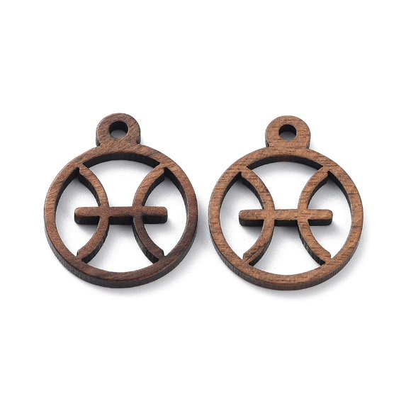 Walnut Wood Laser Cut Pendants Hollow Constellation Charms Undyed ...