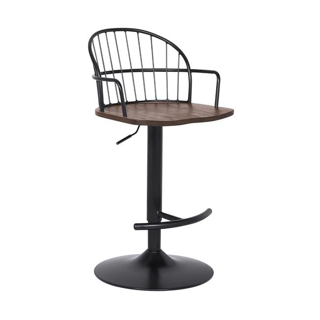 Walnut Wood & Metal Adjustable Curve Back Bar Stool - Walmart.com