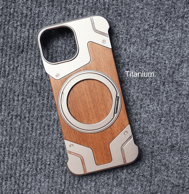 Walnut Wood Metal for iPhone 15 14 Pro Max Case 360°Rotating Ring Stand ...