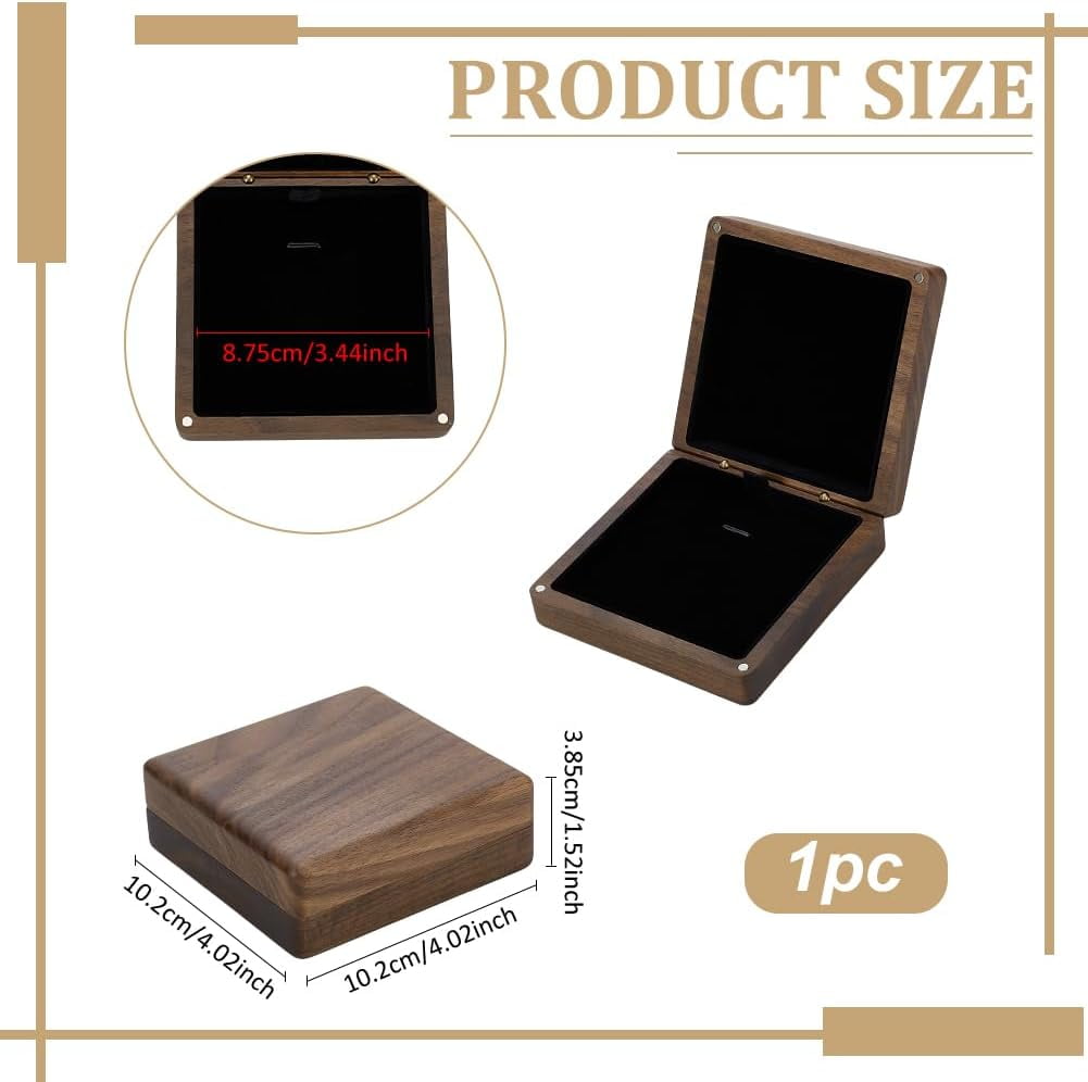 Walnut Wood Necklace Box 4x4x1.5Inch Square Wood Pendant Display Boxes ...