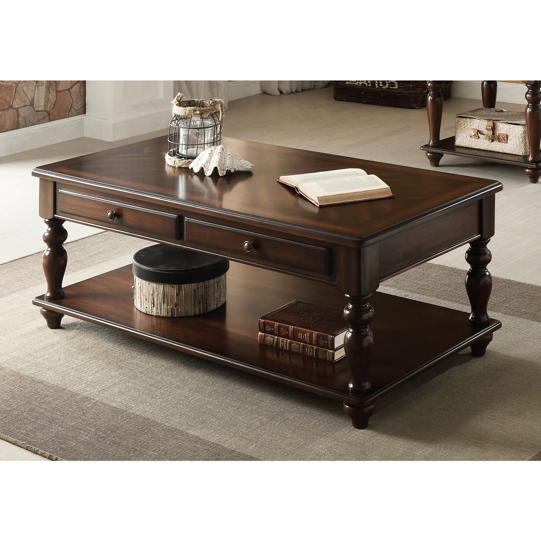 Walnut Wood Rectangular Coffee Table | Lift Top Storage and Display ...
