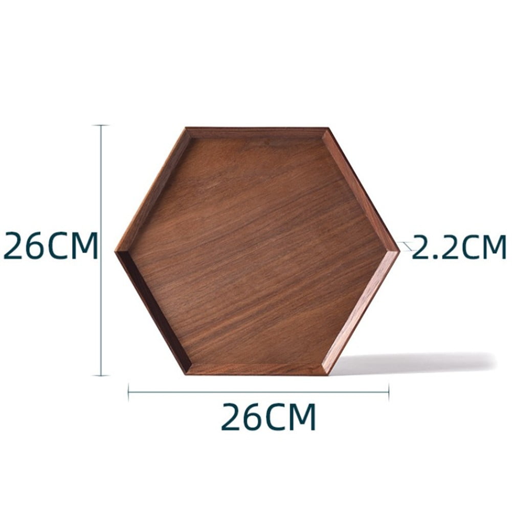Walnut Wooden Hexagonal Serving Tray Tableware Stand for Dinners Party ...