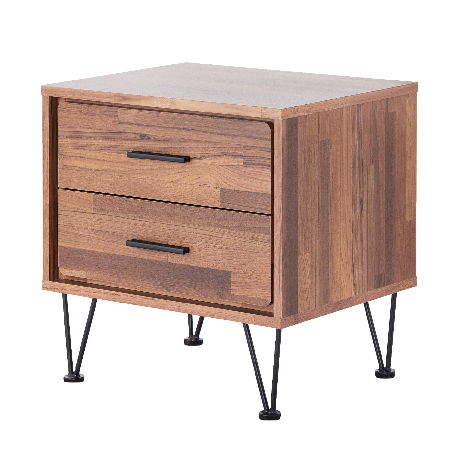 Walnut accent table with 2 drawers and hairpin legs for primary living ...