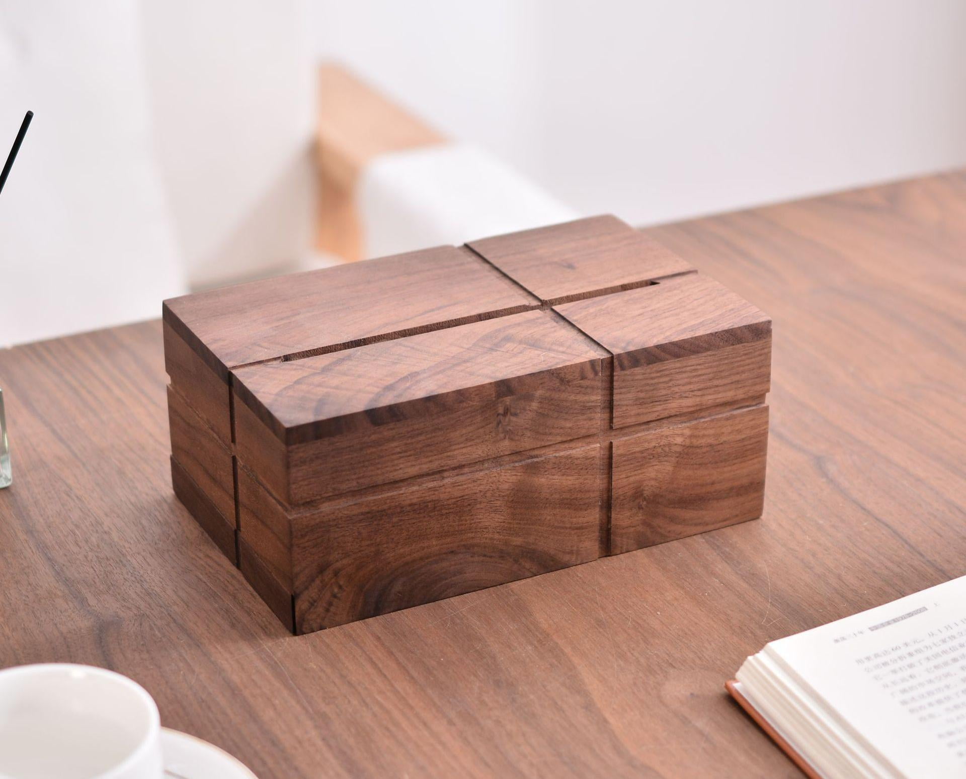 Walnut paper towel box Household living room multi-purpose solid wood ...