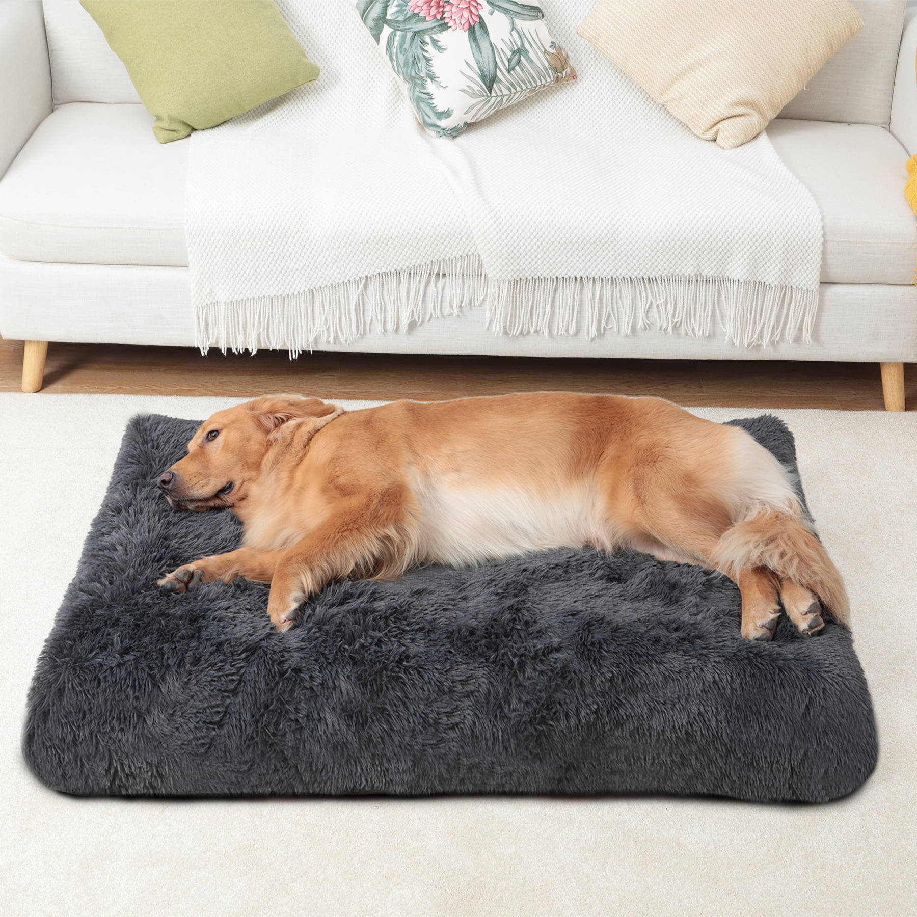 Walpetmar Plush Dog Crate Beds, 42"x28" Washable Pet Kennel Pillow for ...