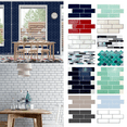 Walplus Capri Sea Glossy 3D Metro Peel and Stick Backsplash Tile ...