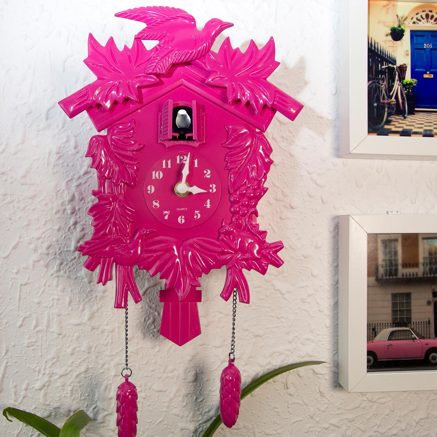 Walplus Cuckoo Clock in Pink Wall Clock Pendulum Home Decoration ...