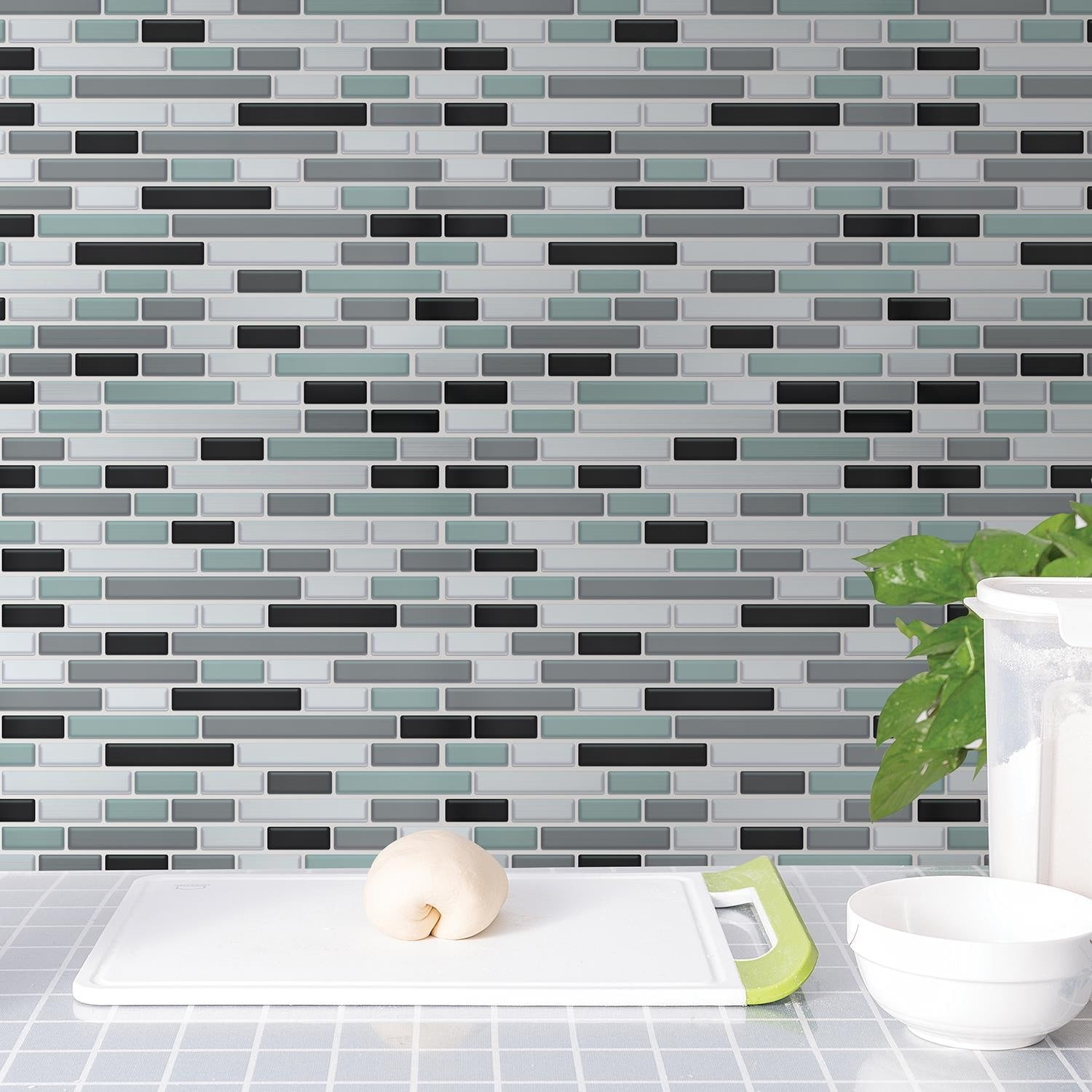 Walplus Mosaic Glossy 3D Metro Peel and Stick Backsplash Tile Stickers ...