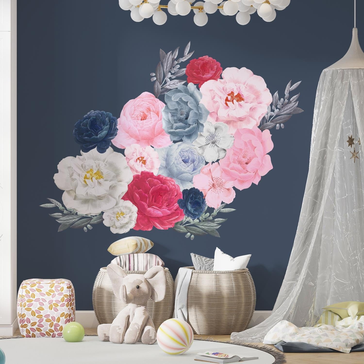 Walplus Oversized Flowers Blue And Pink Wall Stickers Decals - Walmart.com