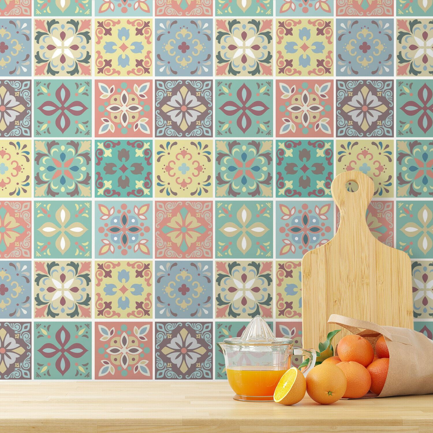 Walplus Peel and Stick Backsplash Marbella Colourful Spanish Wall Tile ...