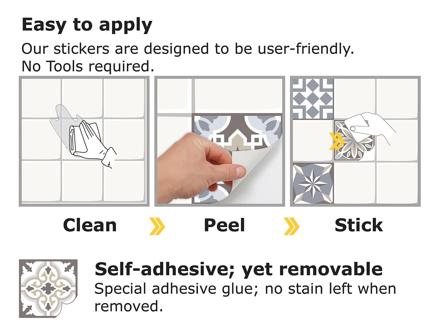 Walplus Peel and Stick Backsplash Westminster Wall Tile Decals 24 Pcs 4 ...