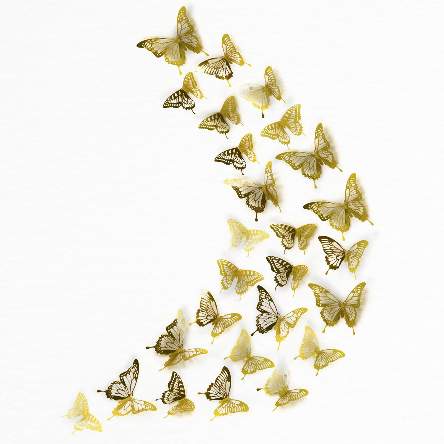 Walplus Realistic 3D Butterflies Gold Wall Decals Stickers Home Decor ...