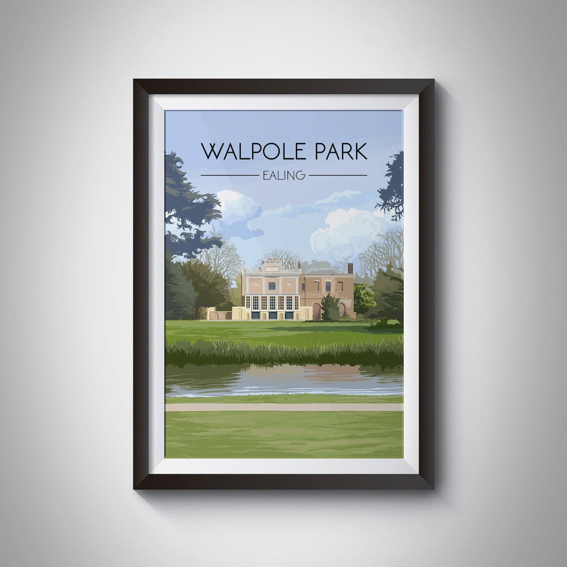 Walpole Park Travel Poster, Pitzhanger Manor House, London Park, Ealing Broadway Print, Framed ...