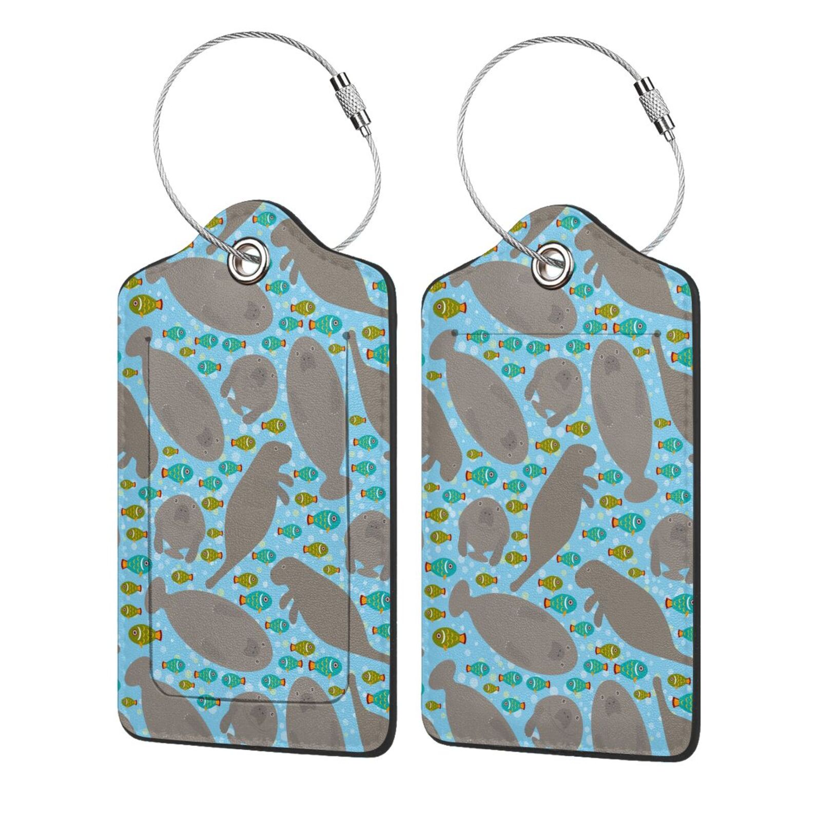 Walrus Animal Ocean Pattern Luggage Tags for Suitcase PU Privacy Cover ...