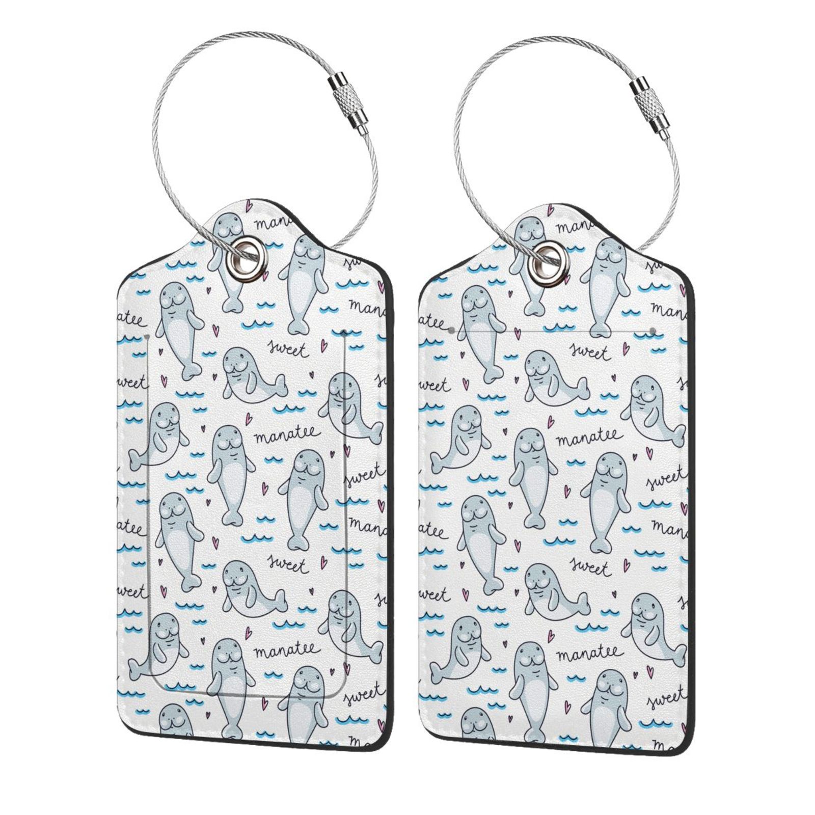 Walrus Animal Ocean Pattern Luggage Tags for Suitcase PU Privacy Cover ...