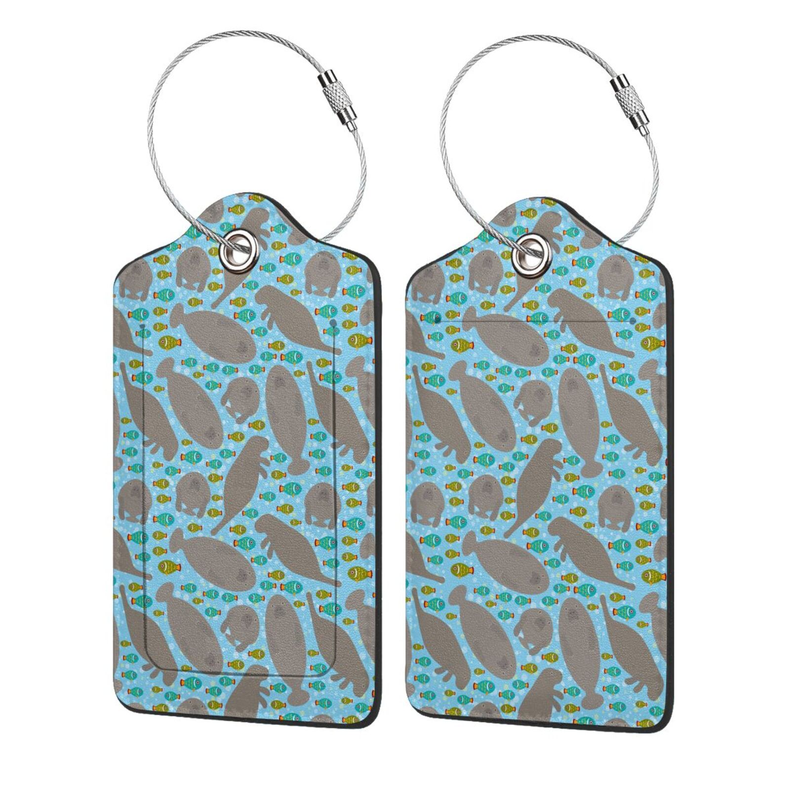 Walrus Animal Ocean Pattern Luggage Tags for Suitcase PU Privacy Cover ...