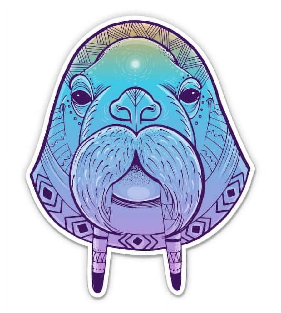 Walrus Colorful Totem - 5" Vinyl Sticker - For Car Laptop I-Pad ...
