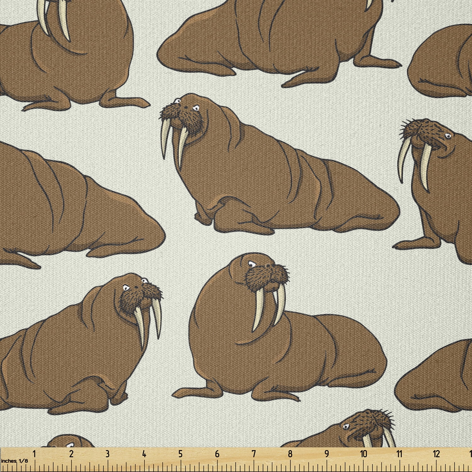 Walrus Fabric by The Yard, Marine Mammal Exotic Animal Funny Creature ...