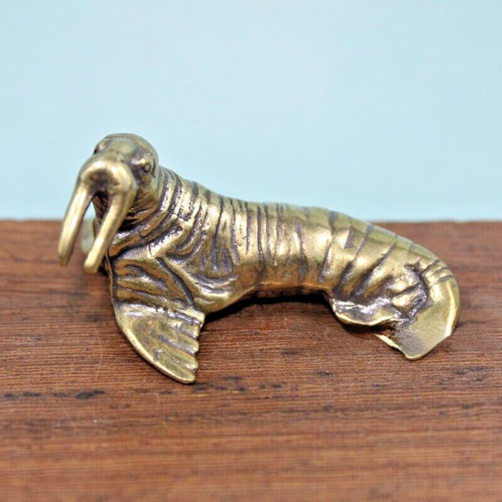 Walrus Figurine Brass Statue Home Office Table Decoration Animal ...