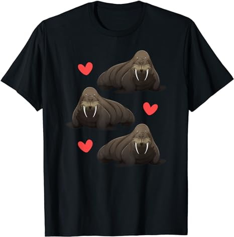 Walrus Hearts Walrus Lover Walrus Girl Walrus Boy T-Shirt - Walmart.com