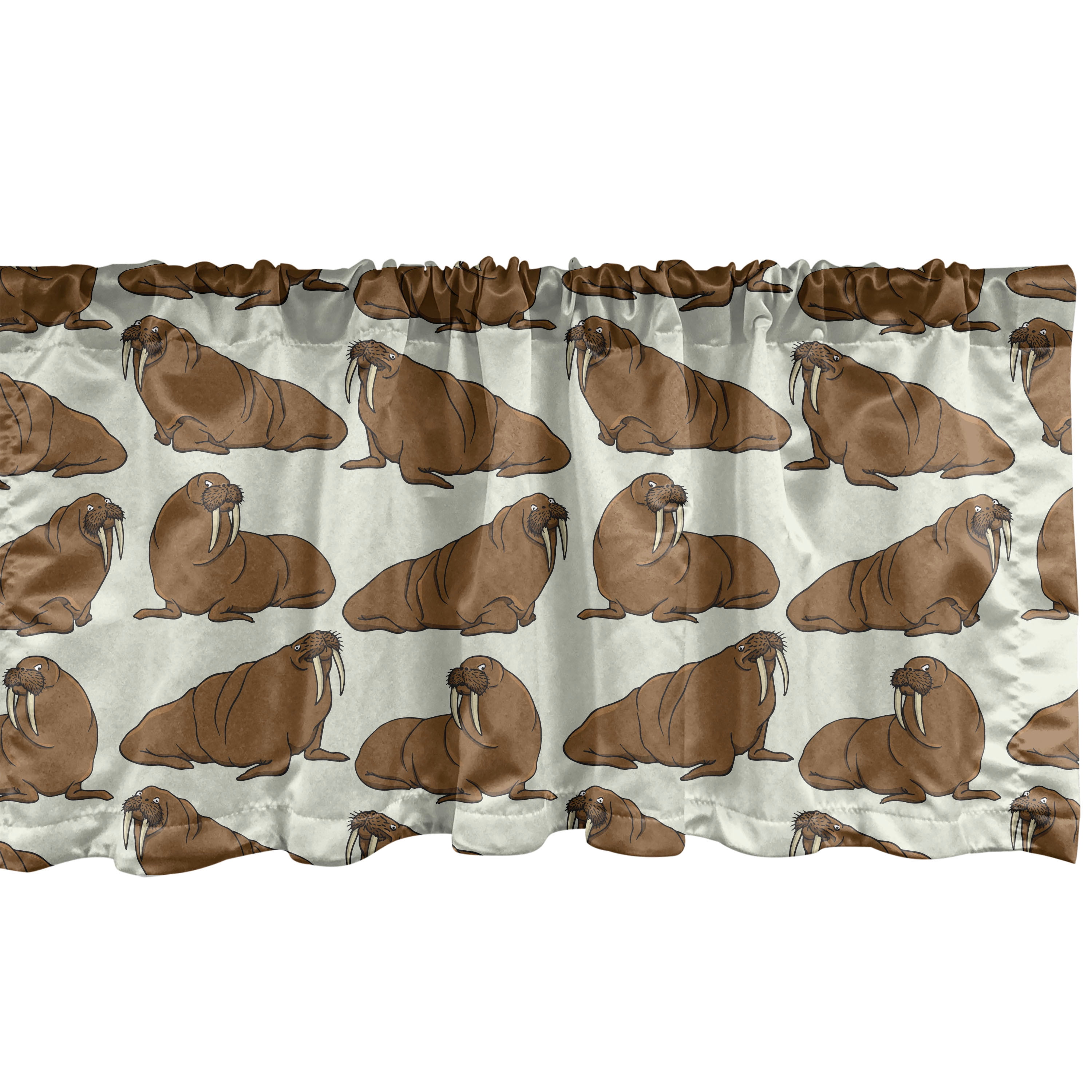 Walrus Window Valance Pack of 2, Marine Mammal Exotic Animal Funny ...