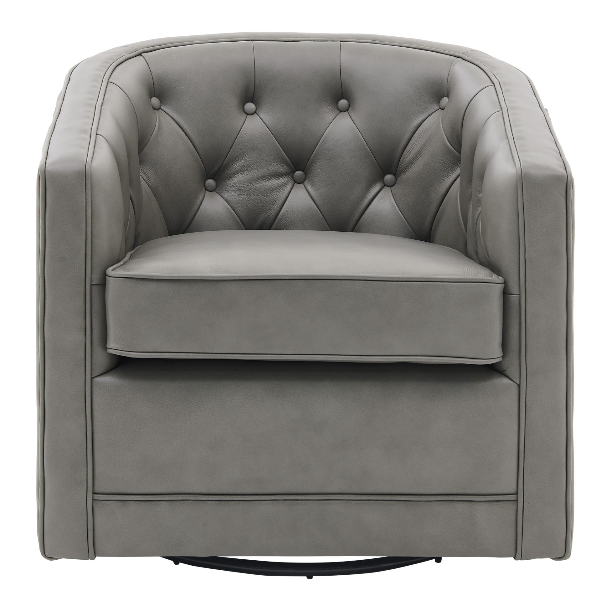 Walsh Top Grain Leather Swivel Chair Grey - Walmart.com