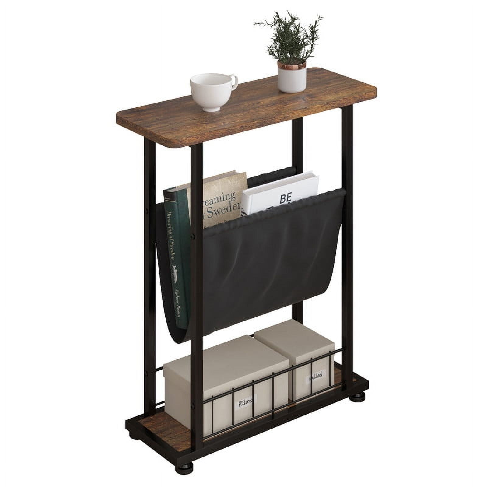 Walsport 3 Tier Side Table with Magazine Holder, Industrial End Table ...