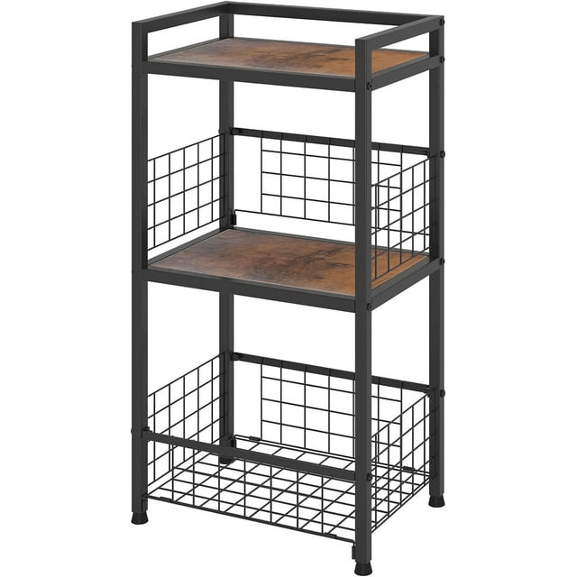 Walsport Compact 3 Tier Side Table, End Table with Open Shelf, Easy ...