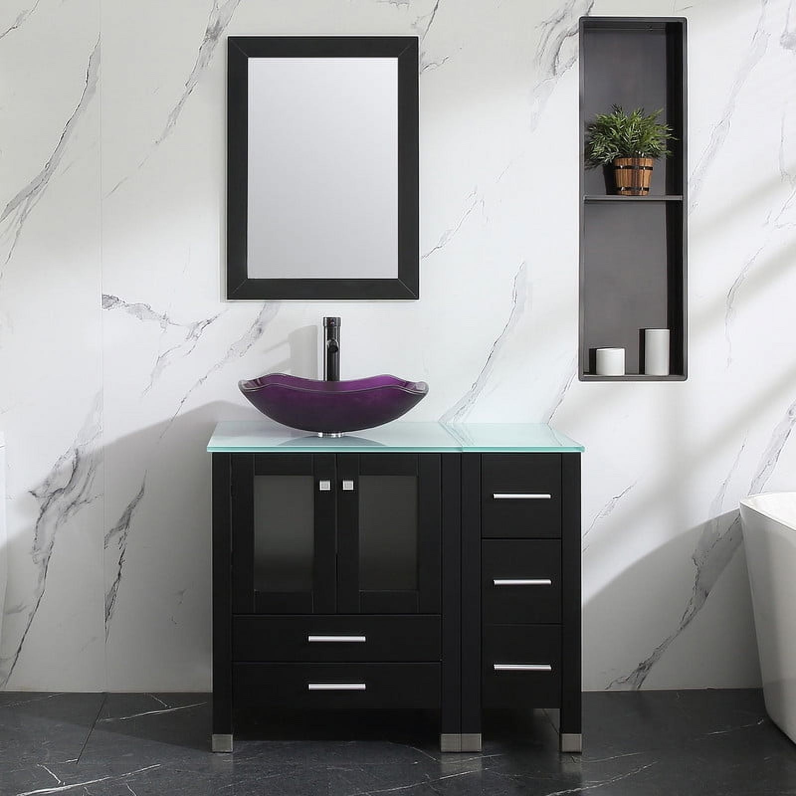 Walsport 36" Luxurious Bathroom Vanity with Purple Sink Combo Cabinet ...