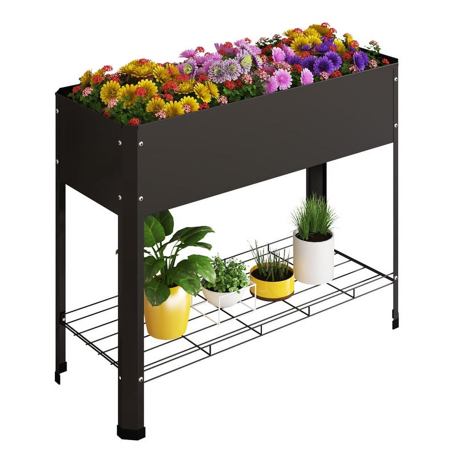 Walsport 40'' Raised Garden Bed Outdoor Elevated Planter Metal Plant ...