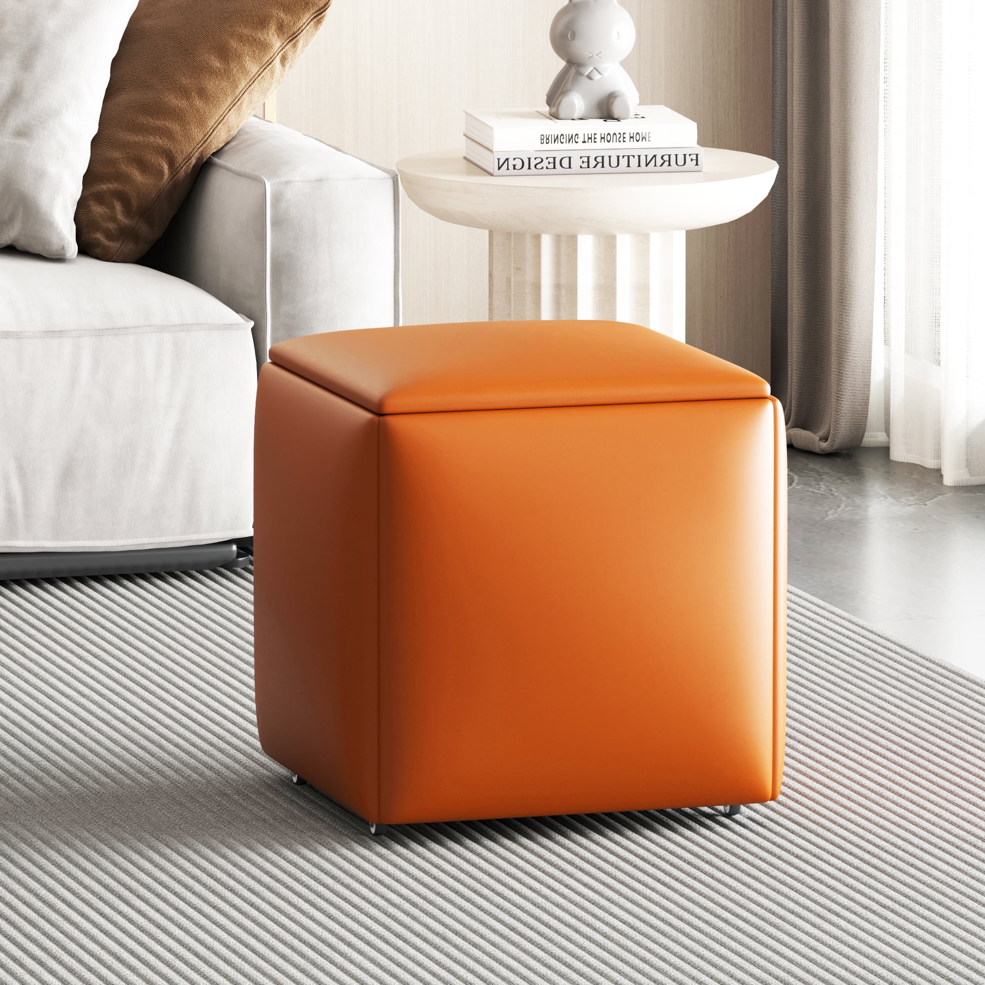 Walsport 5-in-1 Nesting Square Upholstered Ottoman Cube Chair,Stackable ...