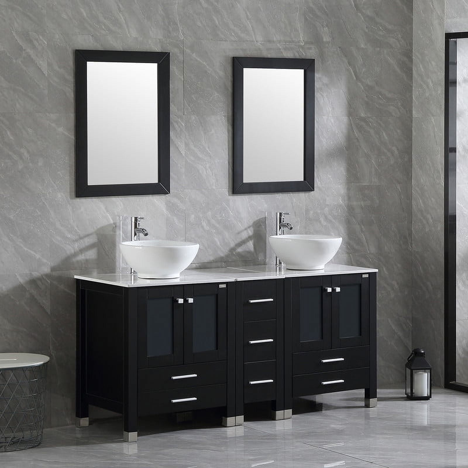 Walsport 60" Bathroom Vanity with Sink Combo Wood Cabinet Top Ceramic ...