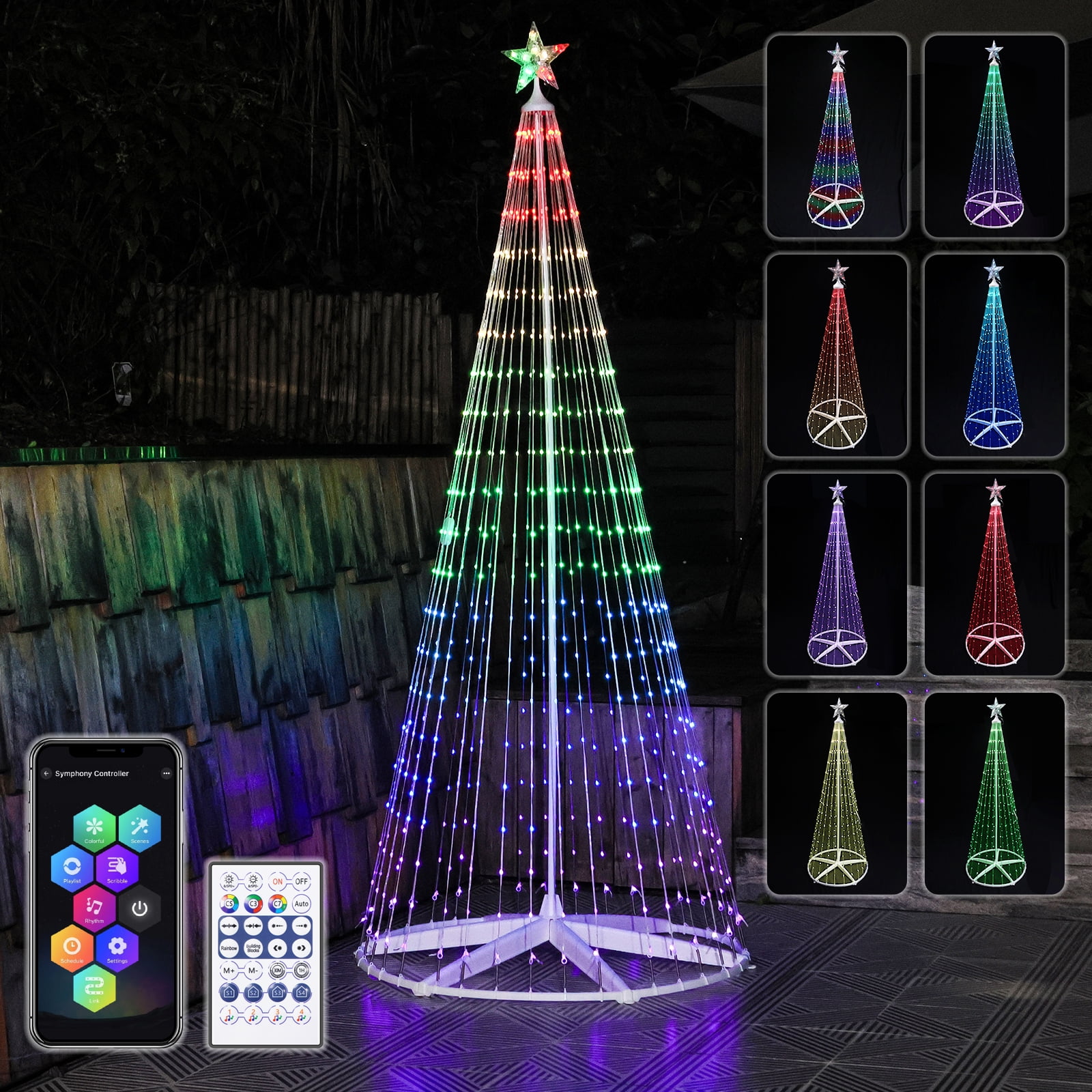 Walsport 7.55 Ft LED Show Cone Christmas Tree Outdoor Decoration with ...