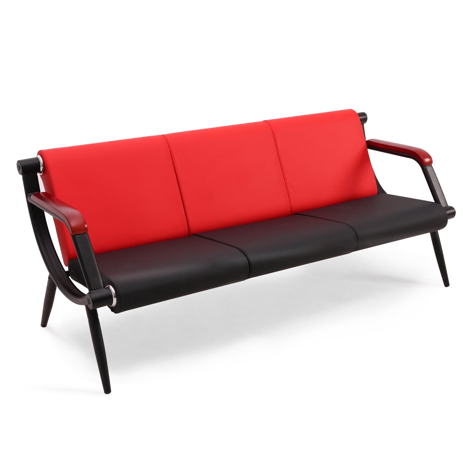 Walsport Faux Leather Waiting Room Chair Reception Sofa with Metal ...