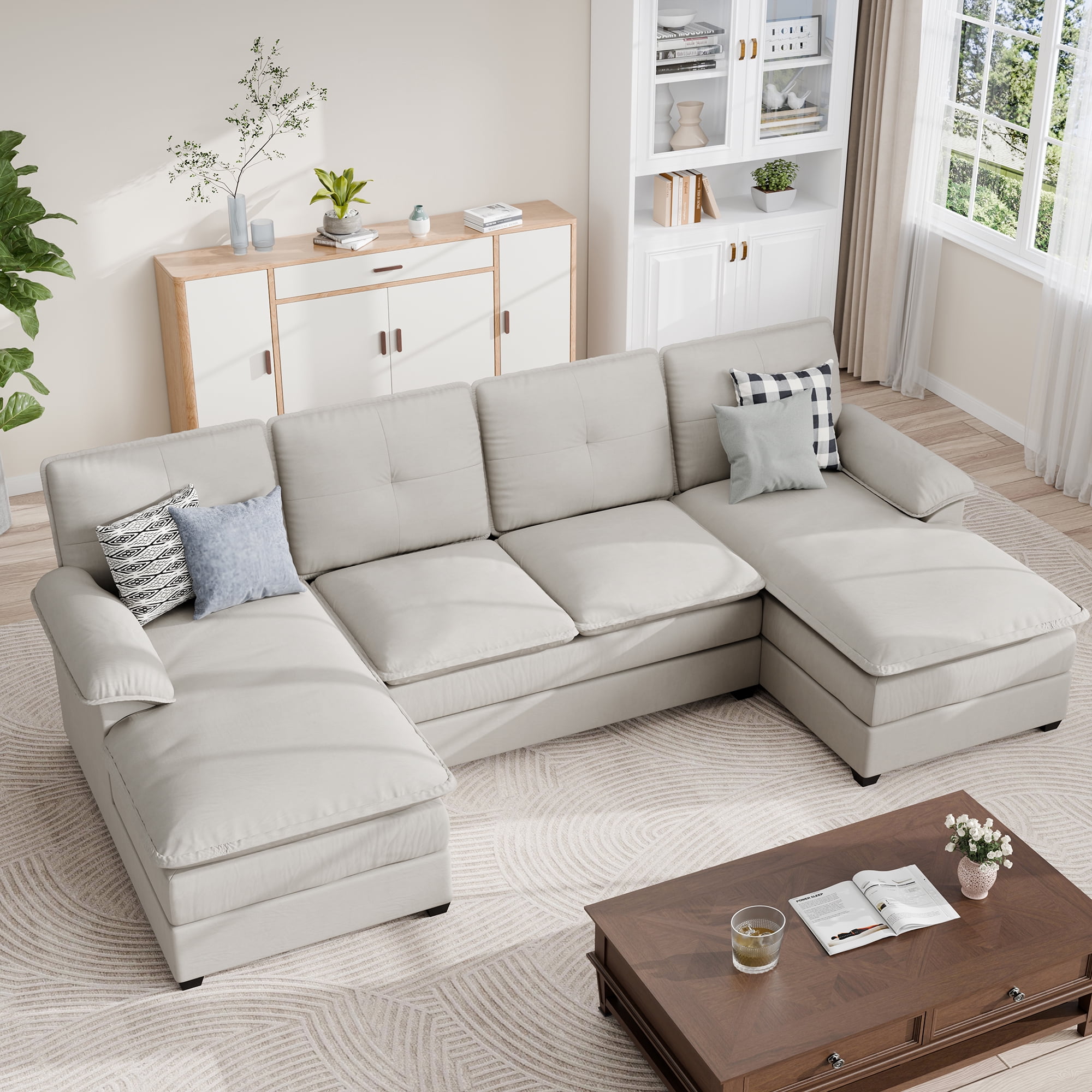 Walsunny Sectional Sofa couches set Oversized U Shaped Sleeper bed ...