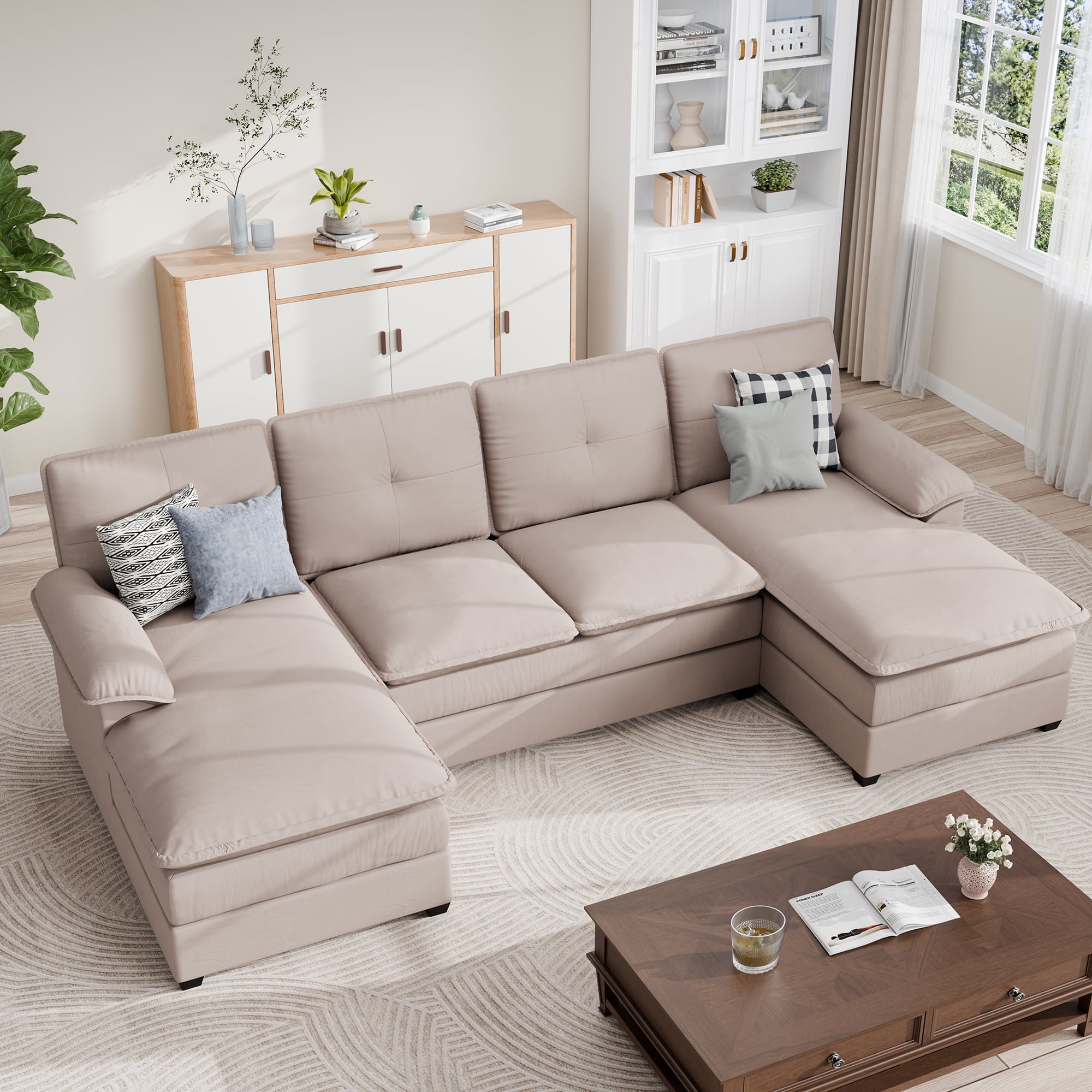 Walsunny Sectional Sofa couches set Oversized U Shaped Sleeper bed ...