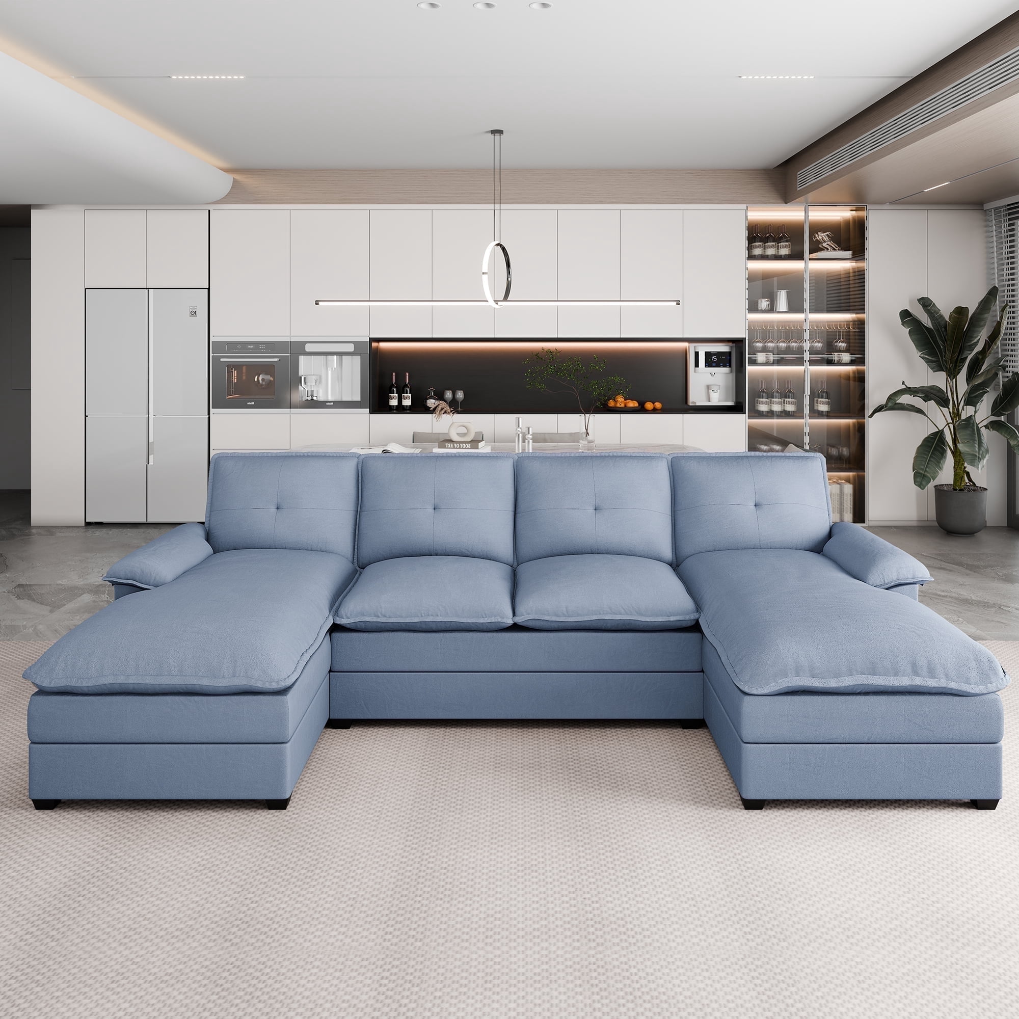 Walsunny 109" Sectional Sofa Couches for Living Room, 4-Seat Cloud ...