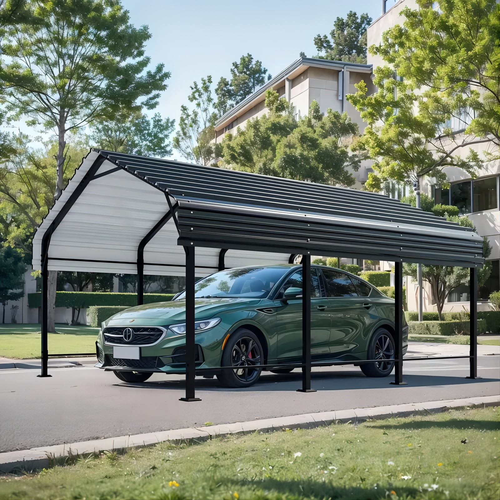 Walsunny 12X15 ft Carport Heavy Duty Carport Canopy with Galvanized ...