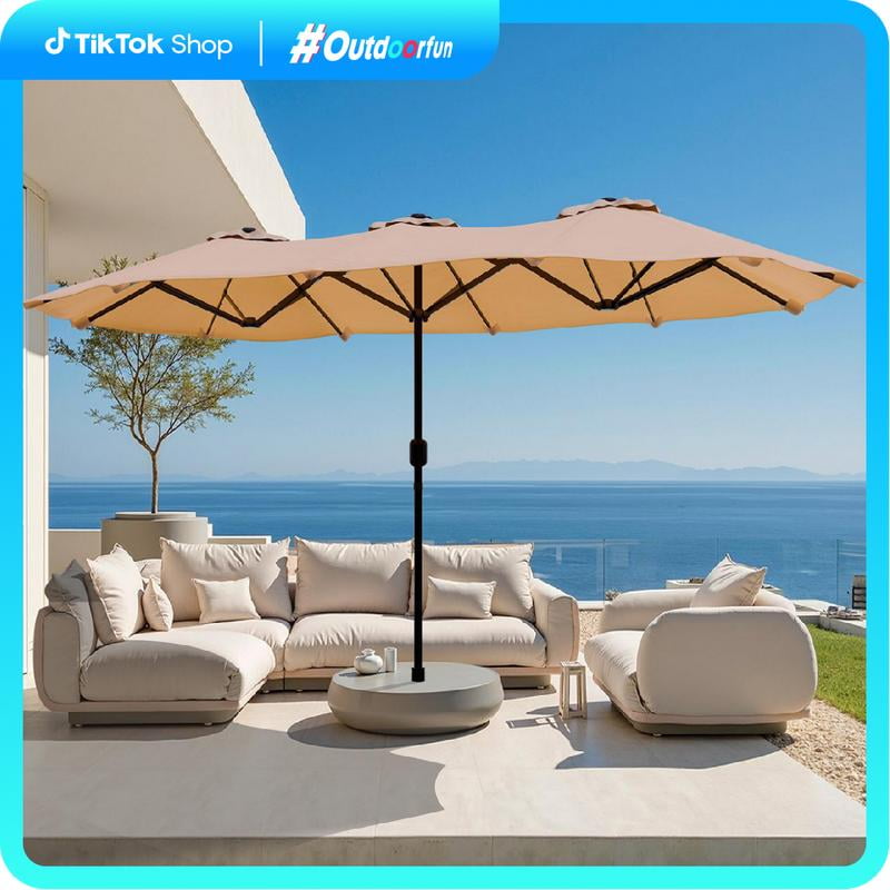 Walsunny 15 ft Large Patio Umbrella with Base Include,Double Sided ...